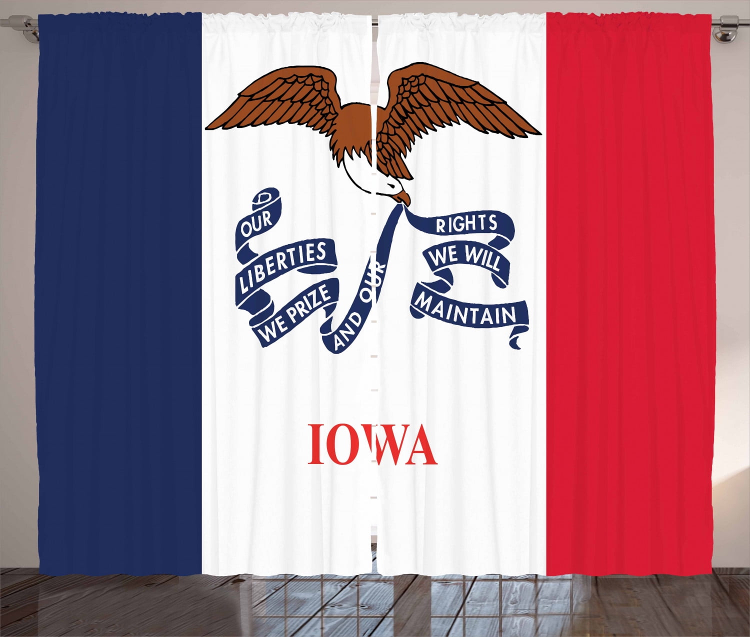 Ambesonne Iowa State Curtains 2 Panel Set, Flag Eagle and Words, 108" x ...