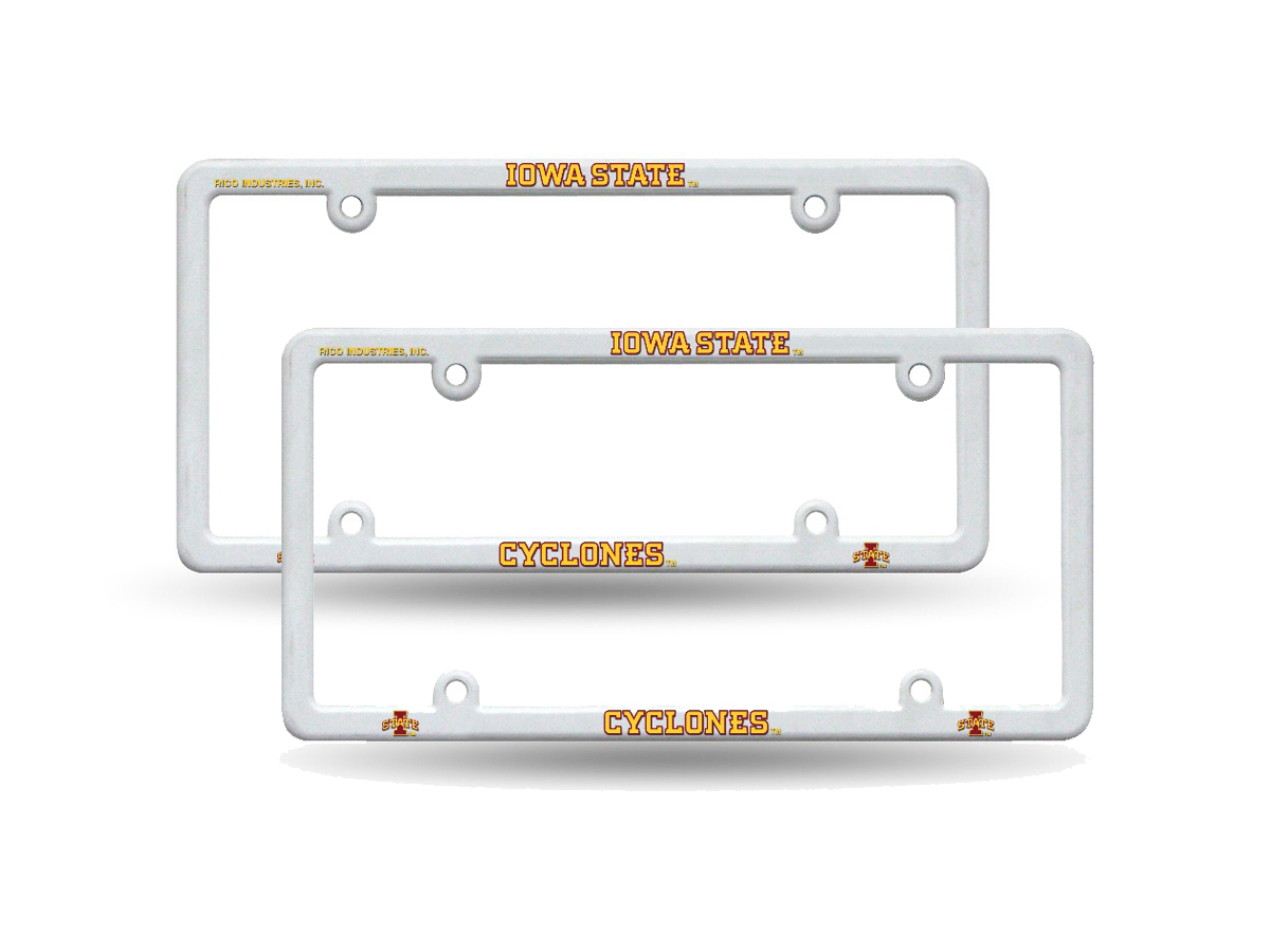 Iowa State Cyclone's Raised Letter White Plastic License Plate Frame ...