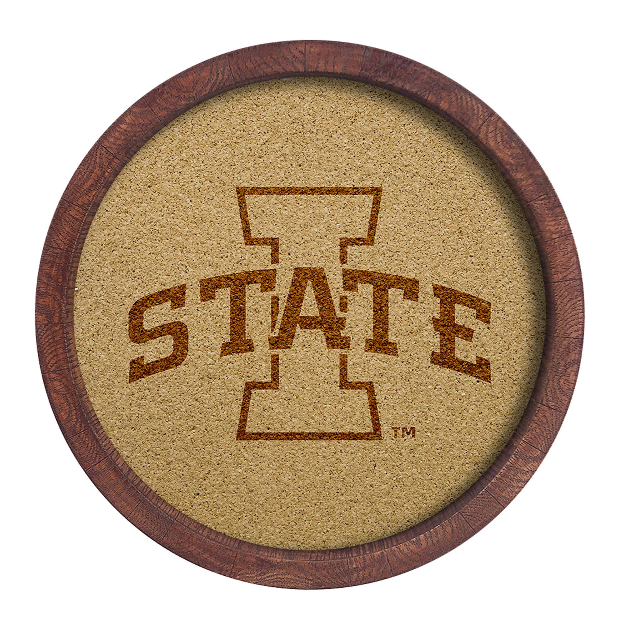 Iowa State Cyclones 20.25'' Round Faux Barrel Framed Cork Board ...