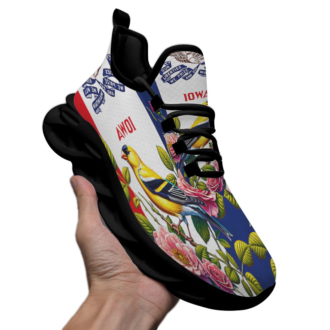 Iowa State Eastern Goldfinch Bird and Wild Rose Flower Iowa Shoes ...