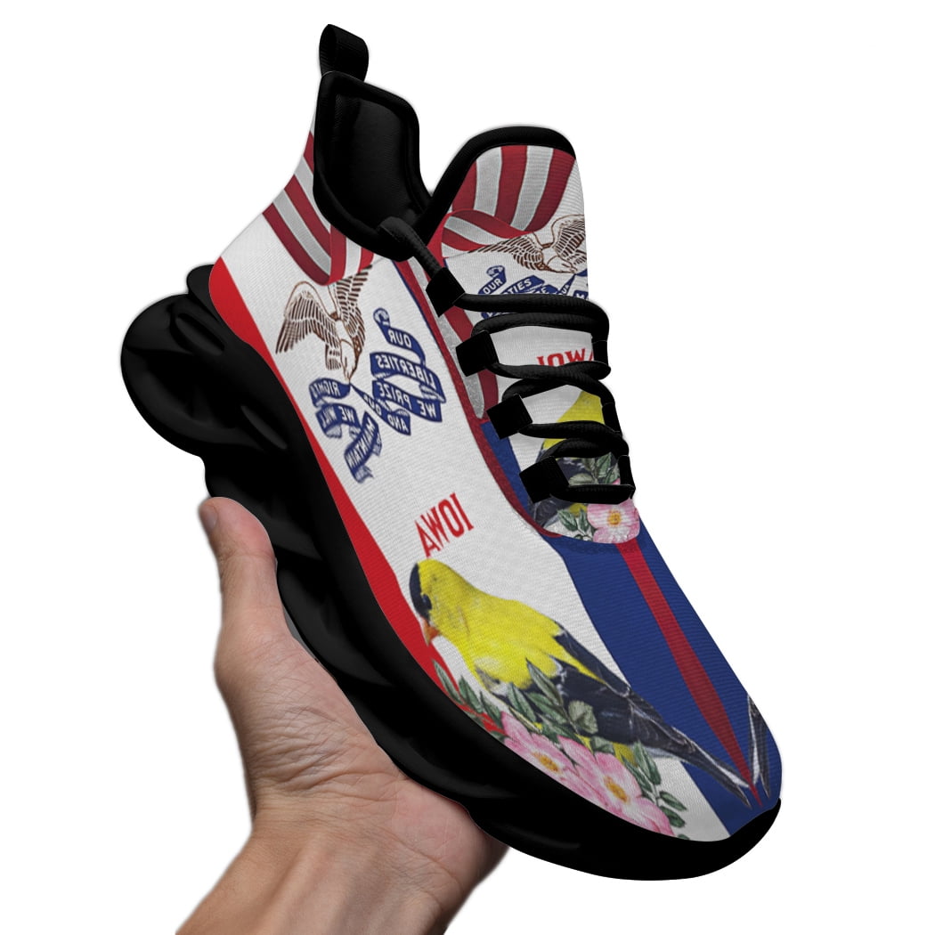 Iowa State Eastern Goldfinch Bird and Wild Rose Flower Shoes Sneakers ...