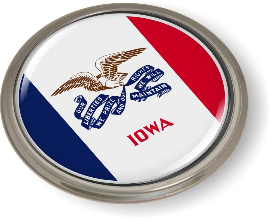 Iowa State Flag 3D Domed CAR Emblem Badge Sticker Semi-Flexible ...