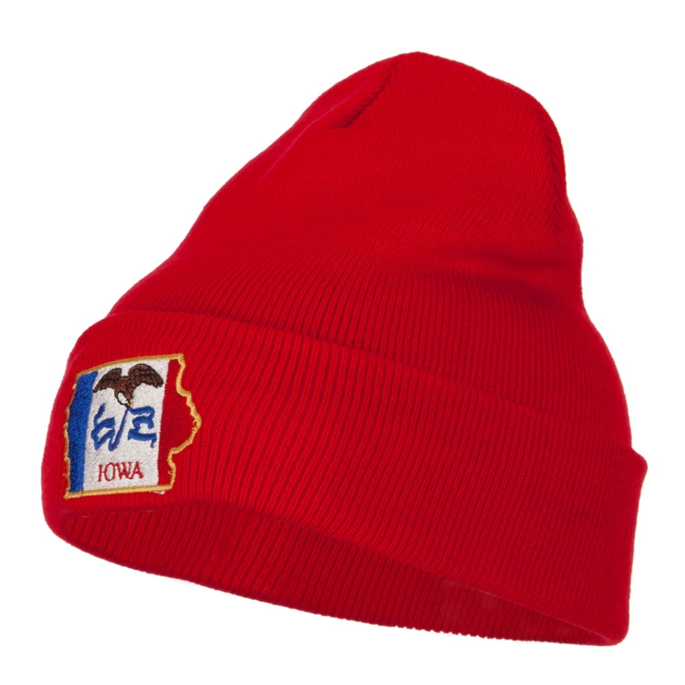 Iowa State Flag Map Embroidered Long Beanie - Red OSFM - Walmart.com
