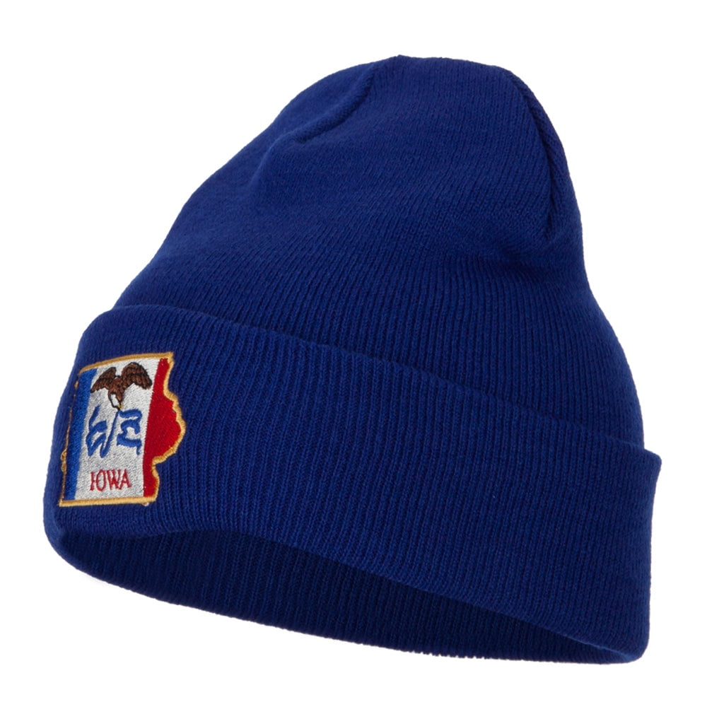 Iowa State Flag Map Embroidered Long Beanie - Royal OSFM - Walmart.com