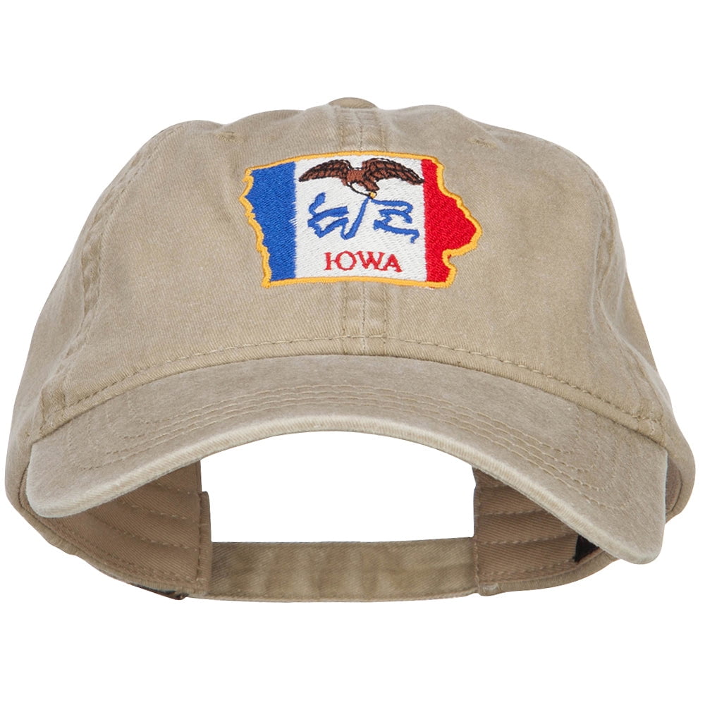 Iowa State Flag Map Embroidered Washed Cap - Khaki OSFM - Walmart.com