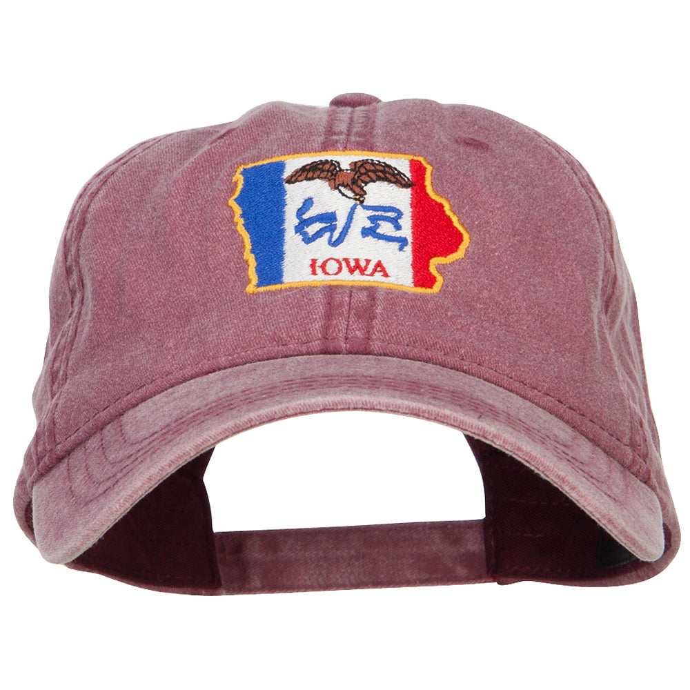 Iowa State Flag Map Embroidered Washed Cap - Maroon OSFM - Walmart.com