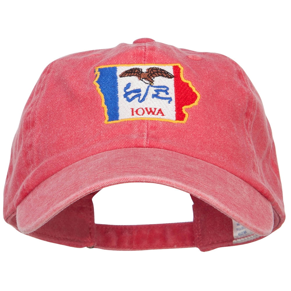 Iowa State Flag Map Embroidered Washed Cap - Red OSFM - Walmart.com