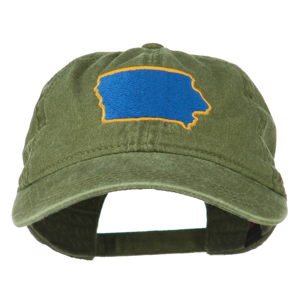 Iowa State Map Embroidered Washed Cap - Olive Green OSFM - Walmart.com