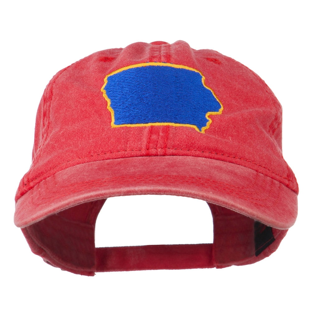 Iowa State Map Embroidered Washed Cap - Red OSFM - Walmart.com