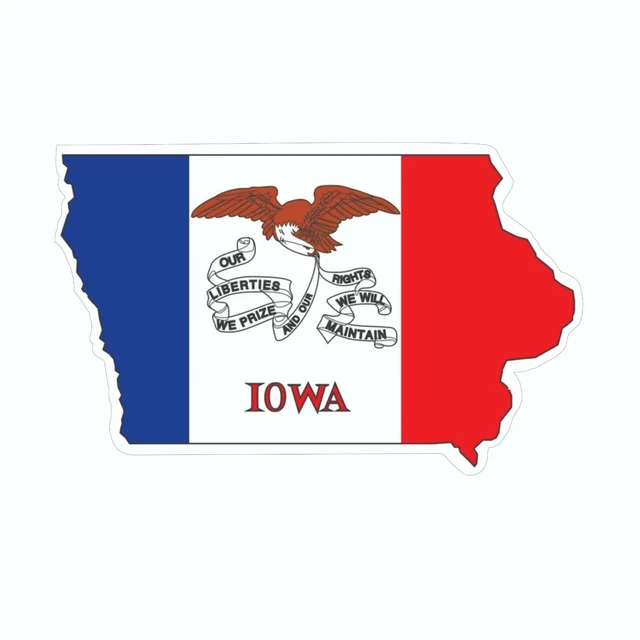 Iowa State Map Outline With Flag Sticker, Vacation Sticker Phone Decal ...