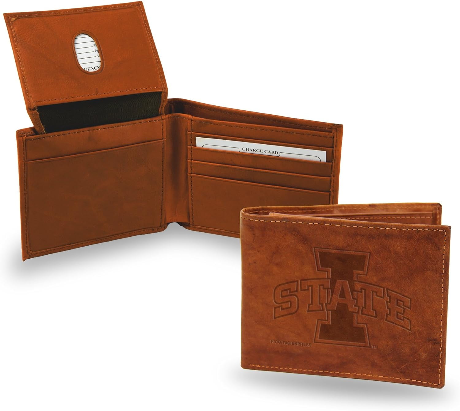 Iowa State NCAA Cyclones Brown Leather Embossed Bifold Passcase Wallet ...