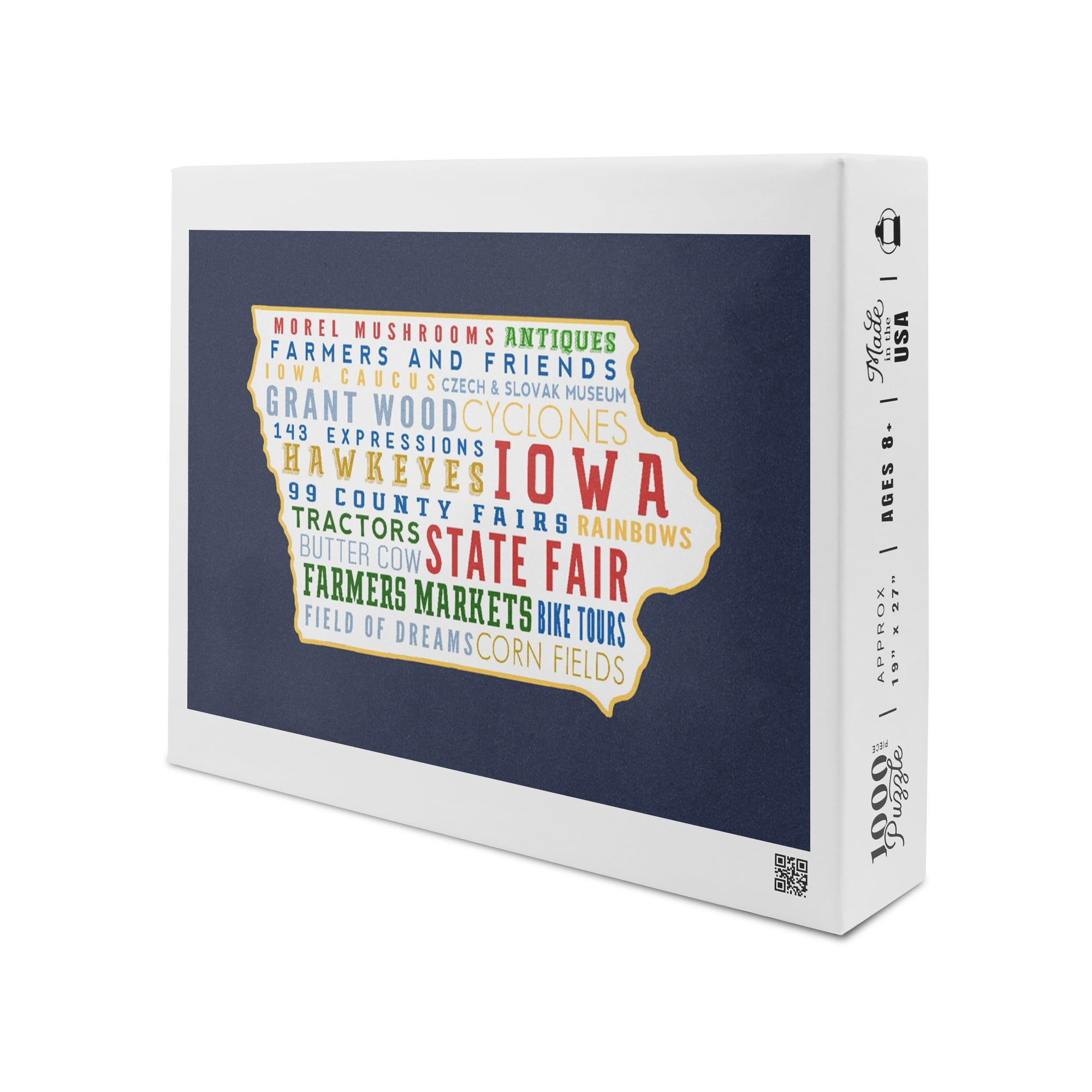 Iowa, State Outline and Typography (1000 Piece Puzzle, Size 19x27 ...