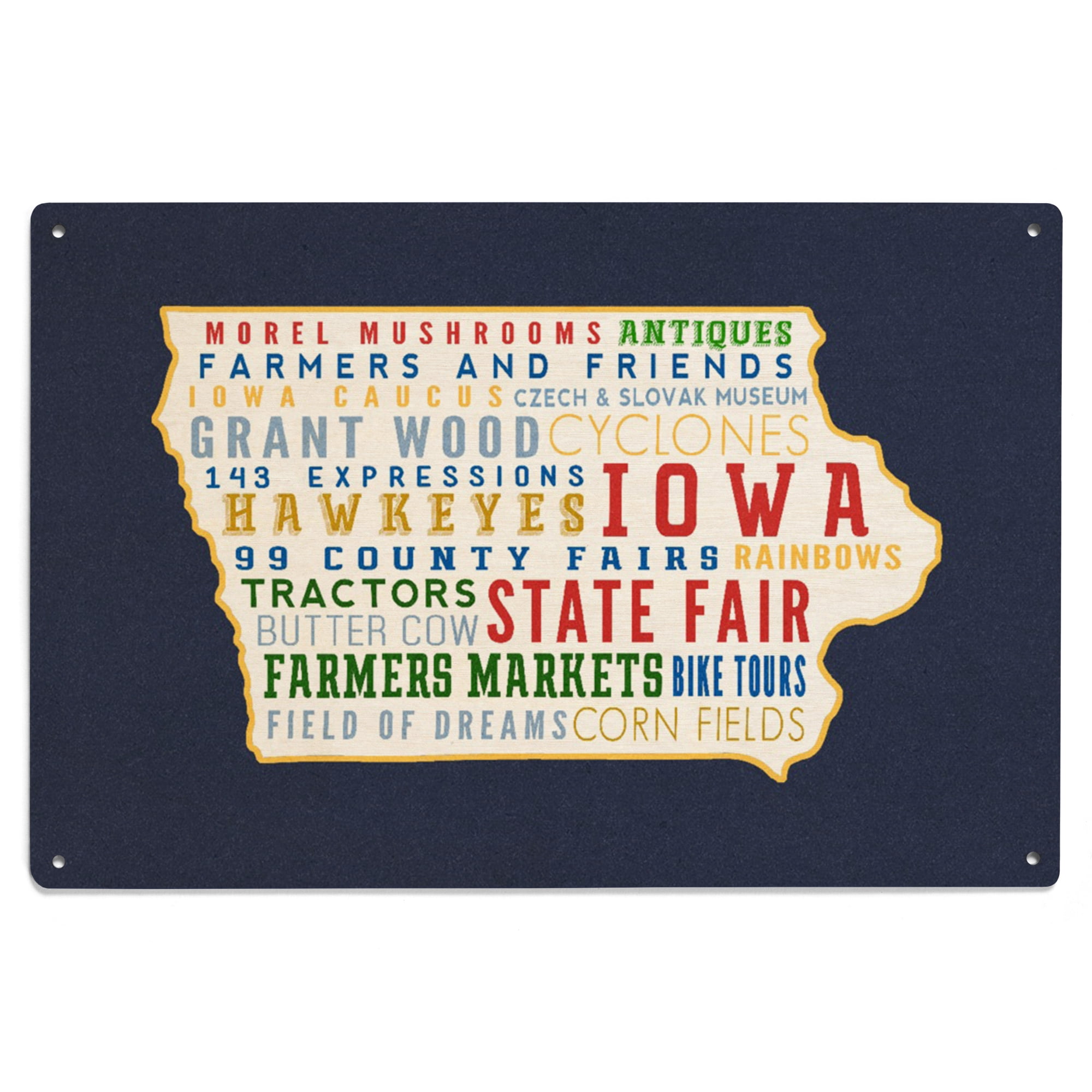 Iowa, State Outline and Typography Birch Wood Wall Sign (6x9 Rustic ...