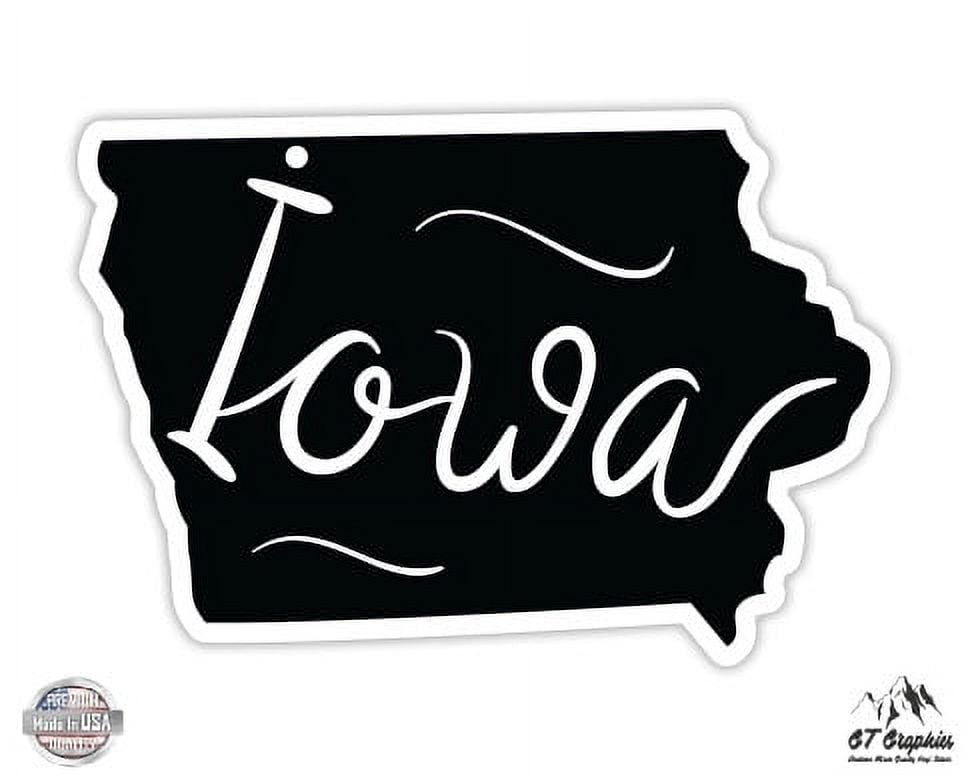 Iowa State Shape - 5" Vinyl Sticker - For Car Laptop I-Pad - Waterproof ...