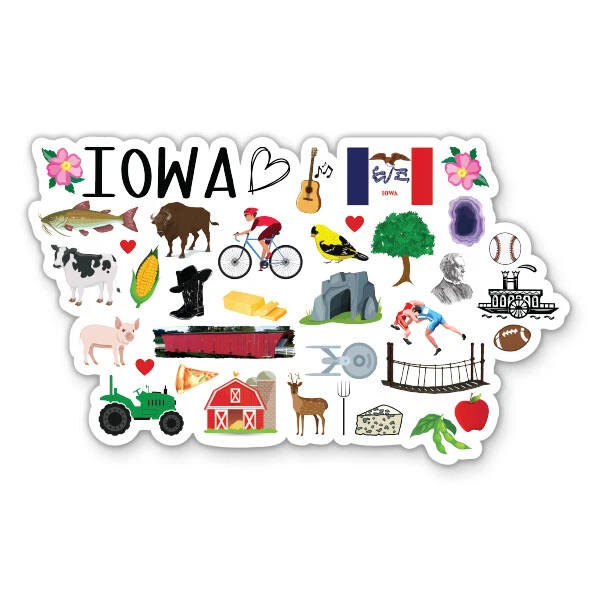 Iowa State Travel Sticker Phone Decal Water Bottle Stickers Car Decals ...
