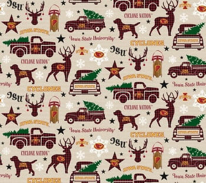 Iowa State University Cotton Fabric with Christmas Design-LIMITED ...