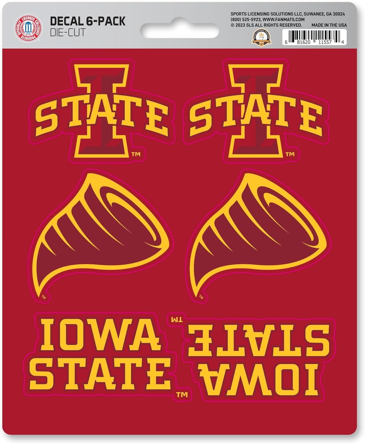 Iowa State University Cyclones 6-Piece Decal Sticker Set, 5x6 Inch ...