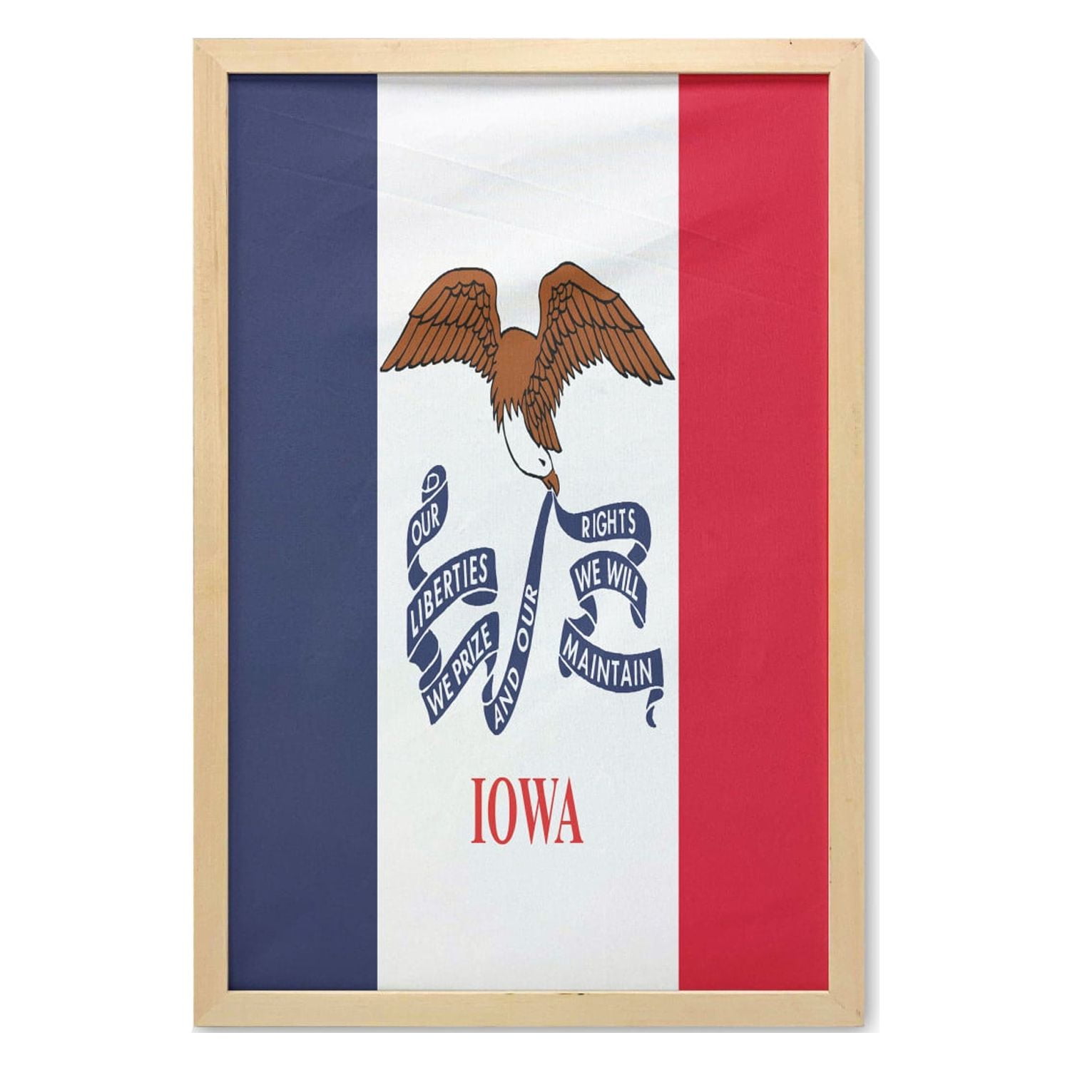 Iowa State Wall Art with Frame, Flag of USA State of Iowa with Eagle ...