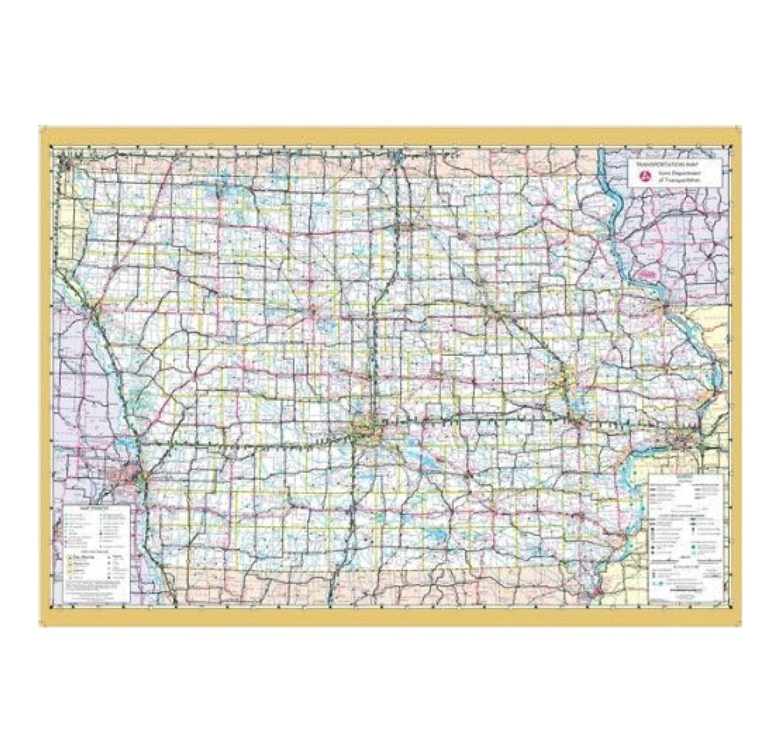 Iowa State Wall Map 36x60 - Official DOT Data, Laminated & Dry Erase ...