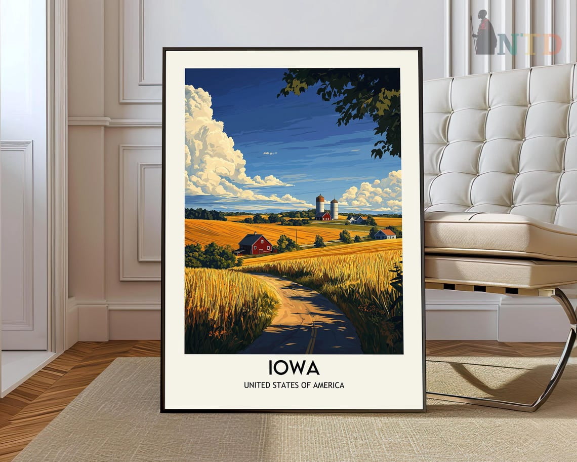 Iowa Travel Print - United States, Iowa Poster, America Poster ...