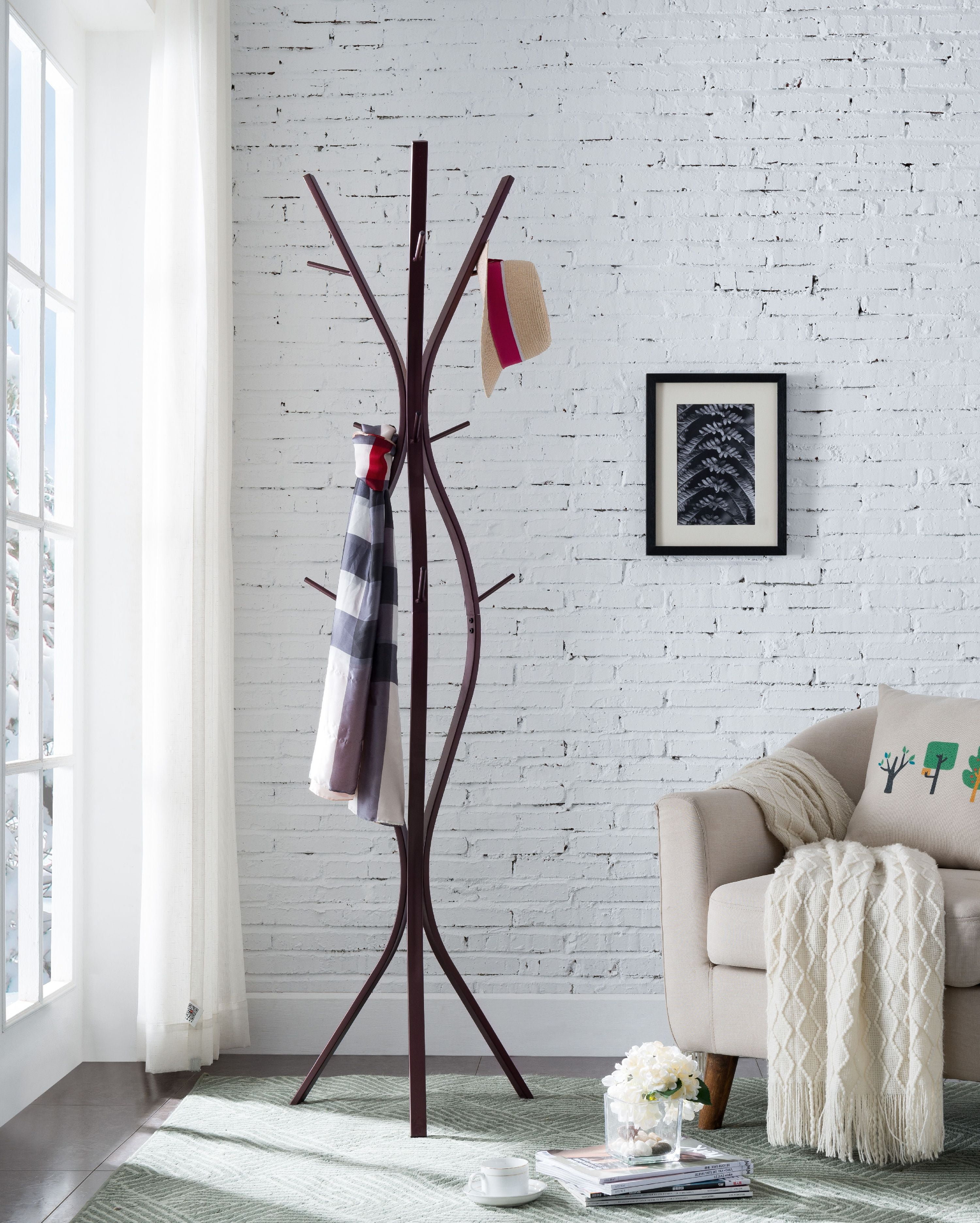 Iowa Twiggy Coat & Hat Rack Stand, Bronze Metal, 12 Hooks, 72"H ...