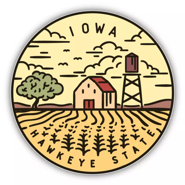 Iowa Usa State Retro Vintage Sticker Phone Decal Water Bottle Stickers ...