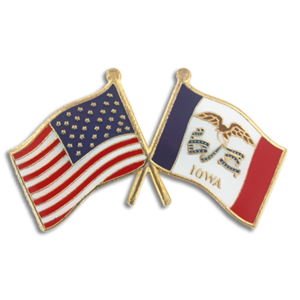 Iowa and USA Crossed Friendship Flag Enamel Lapel Pin - Walmart.com