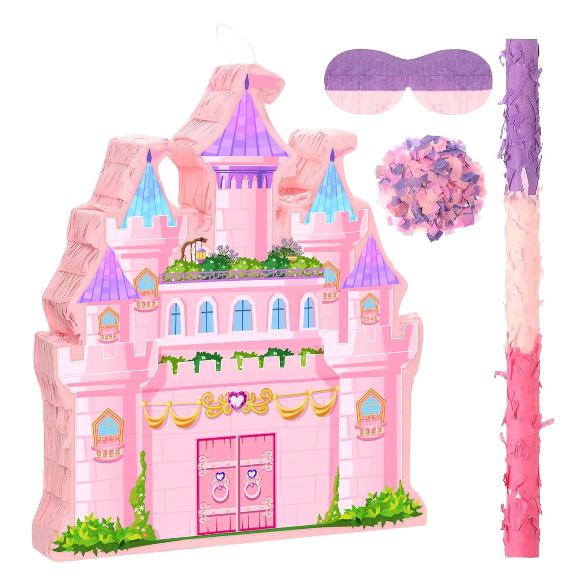 Ipalmay Princess Castle Pinata - Cute Pink Catsle Pinata Blindfold and ...