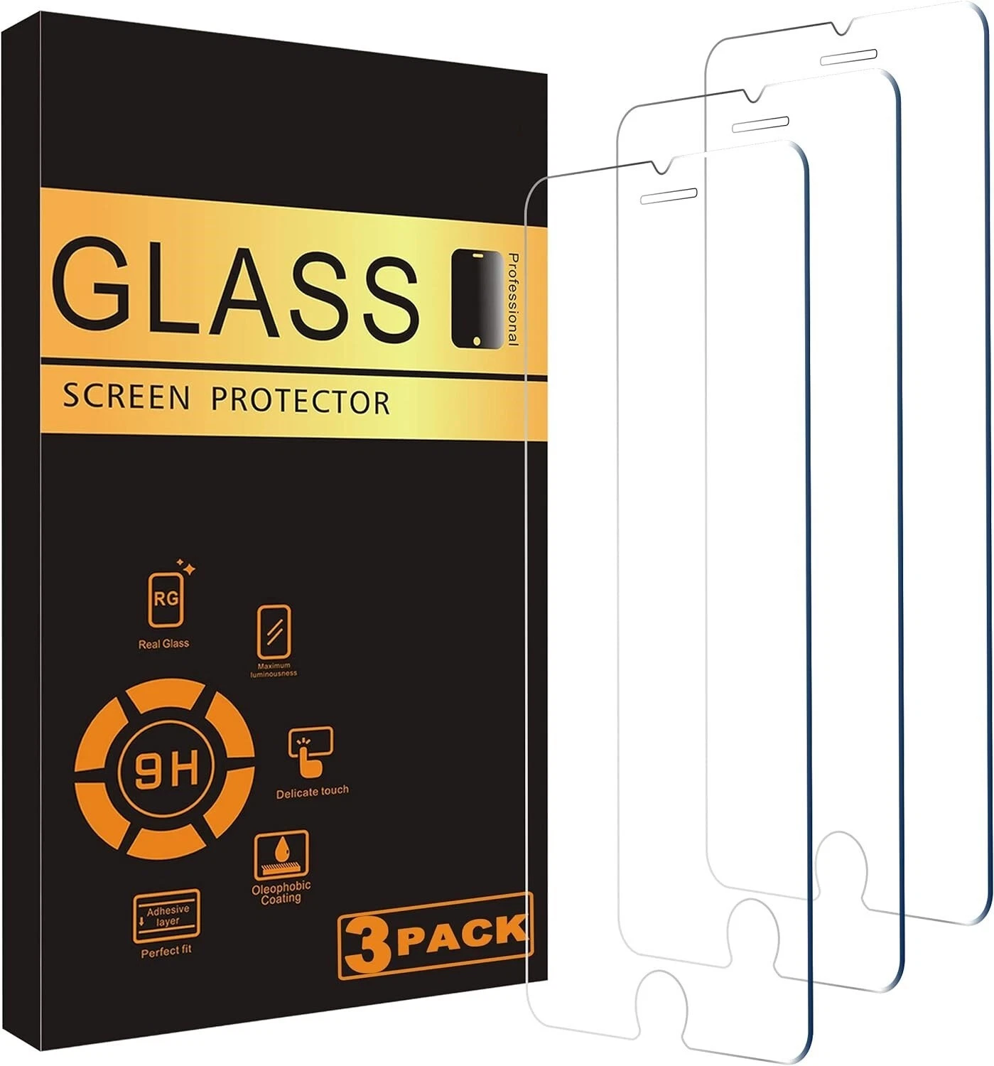 Iphone Se 2020 / 2022 4.7 Inch Tempered Glass Screen Protector 3 Pack ...