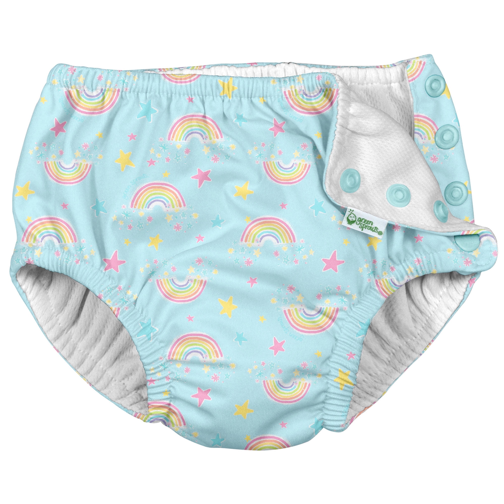Iplay - Baby Girl Rainbows Snap Reusable Swim Diaper, Aqua, Polyester ...