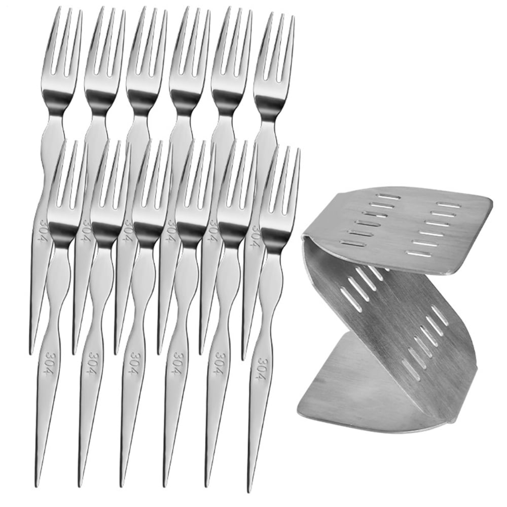 Ipretty Fruit Fork 12 Pieces Stainless Steel Flatware Cake Forks with ...