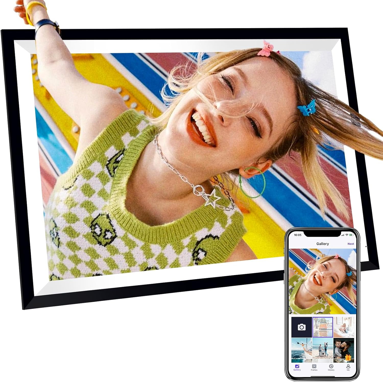 Iproda Digital Picture Frames, WiFi digital photo frame 10.1 inches 16g ...