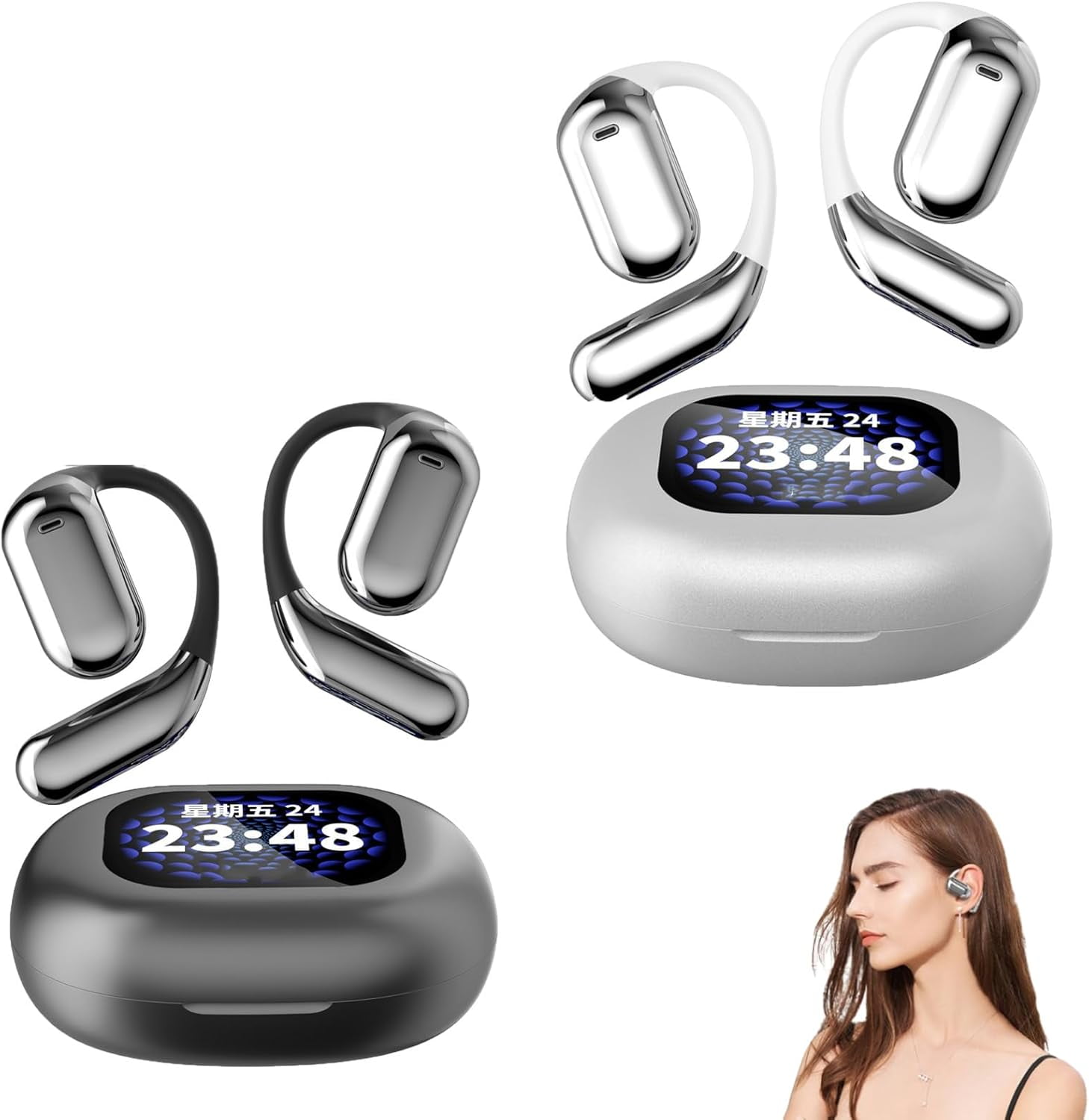 Ipx5 Waterproof Bluetooth Earbuds, True Powerful Bluetooth 5.4 Open Ear ...