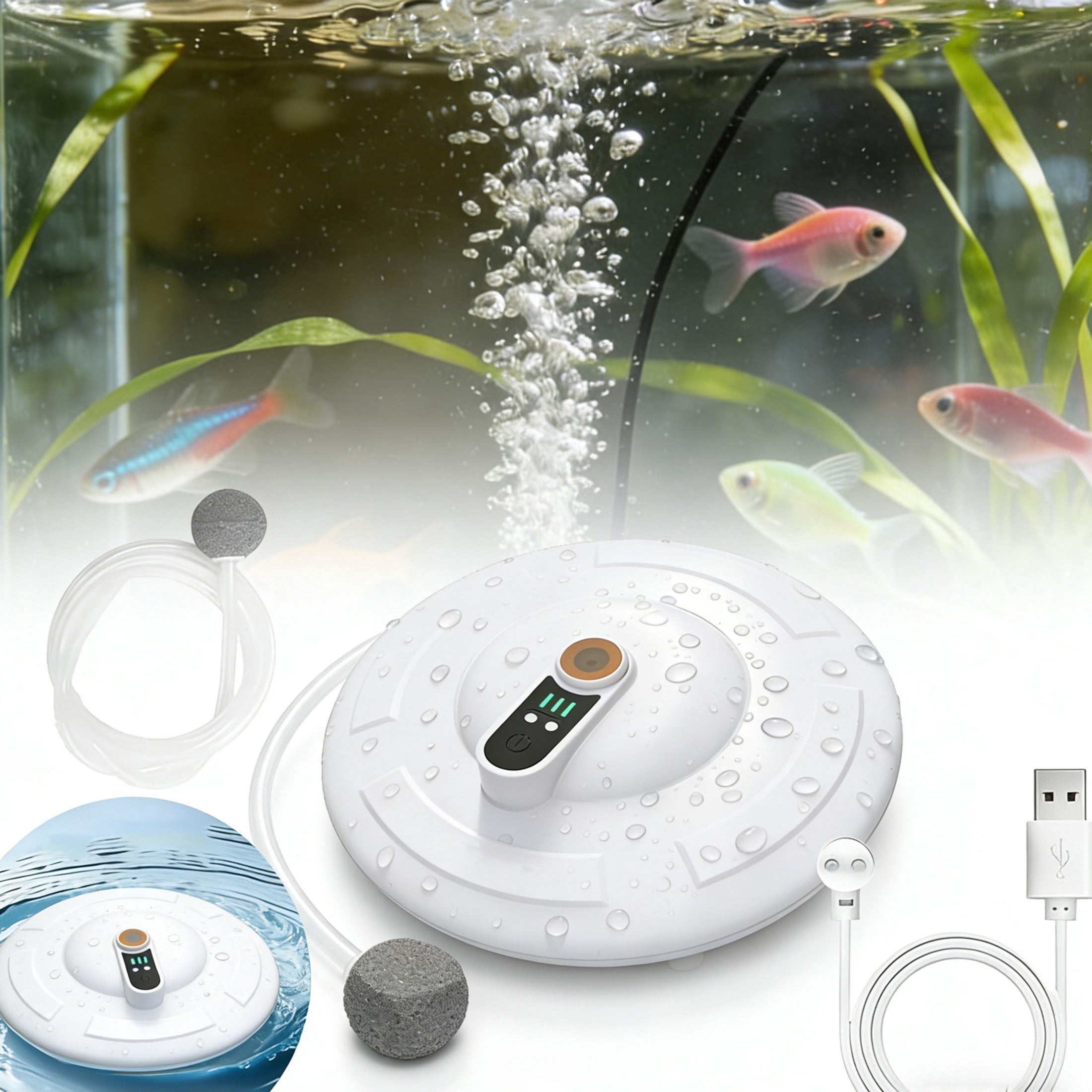 Ipx7 Floating & Rechargeable Bait Bucket Aerator,Magnetic Charging with ...