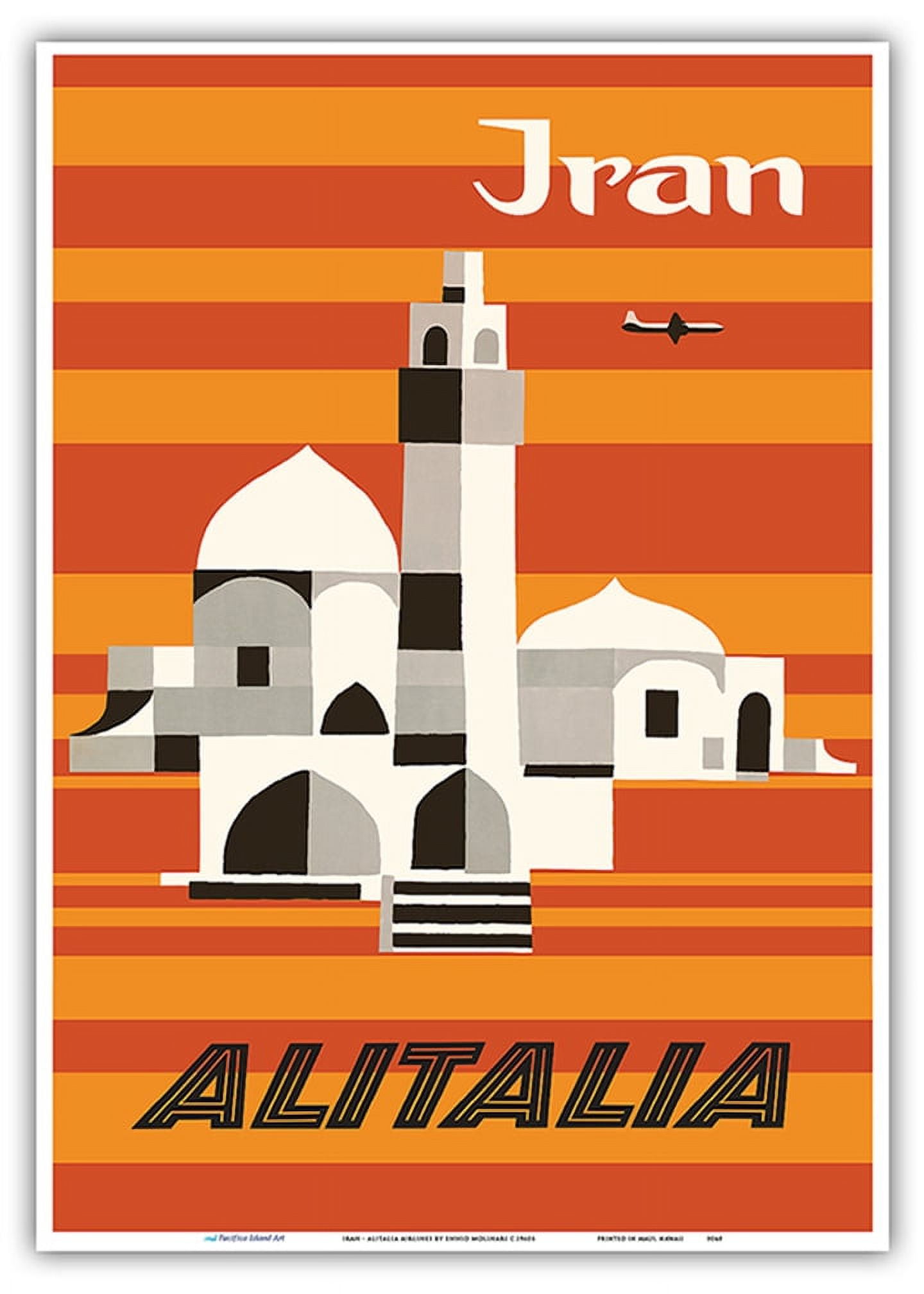 Iran - Alitalia Airlines - Middle-East - Vintage Airline Travel Poster ...