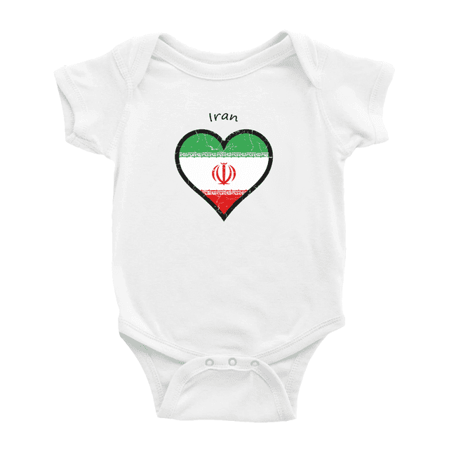 Iran Flag Heart Love Cute Baby Clothing Bodysuits Boy Girl Clothes ...