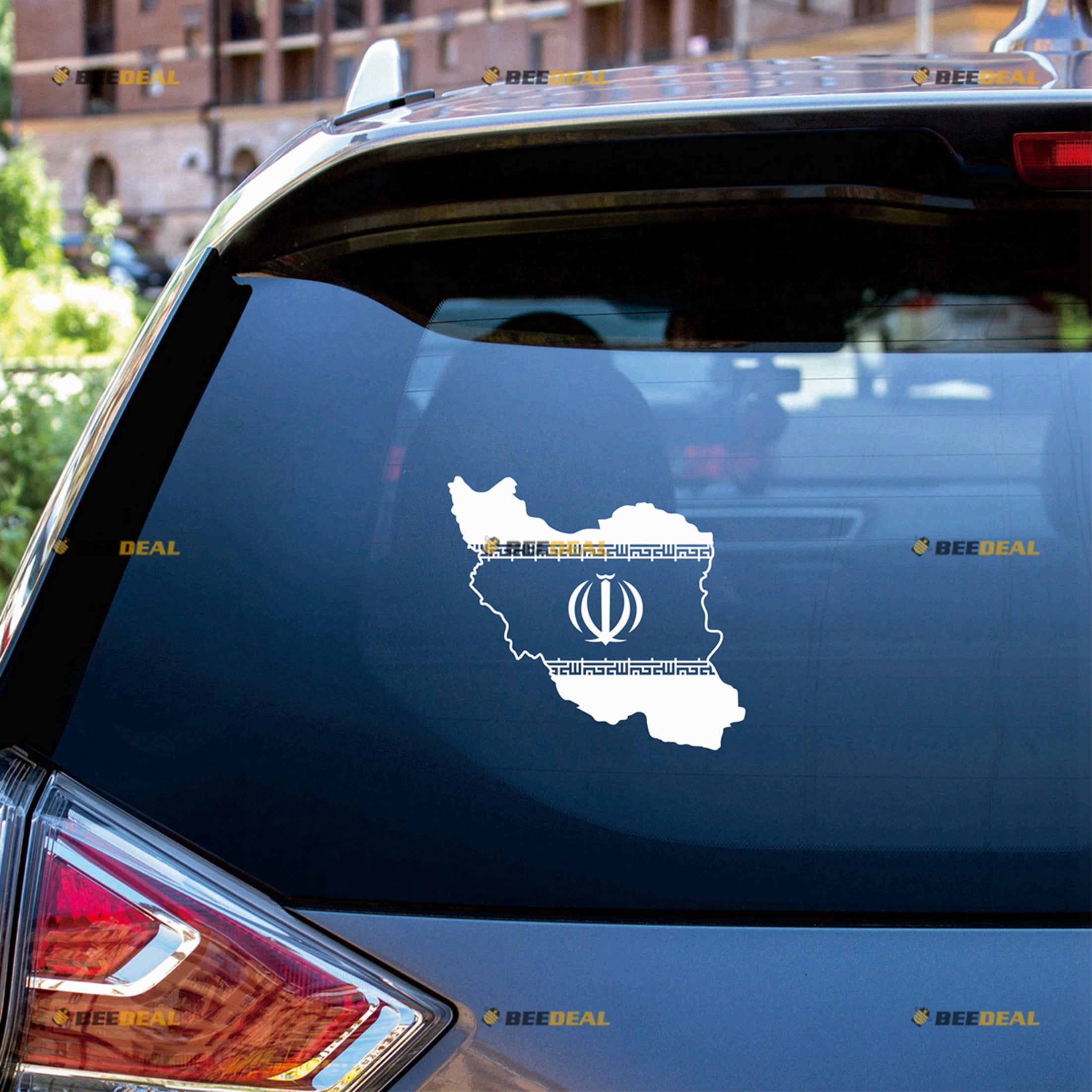 Iran Flag Map Outline Islamic Sticker Decal Vinyl - 2 Pack White 6 ...