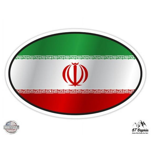 Iran Flag Oval - 5" Vinyl Sticker - For Car Laptop I-Pad - Waterproof ...