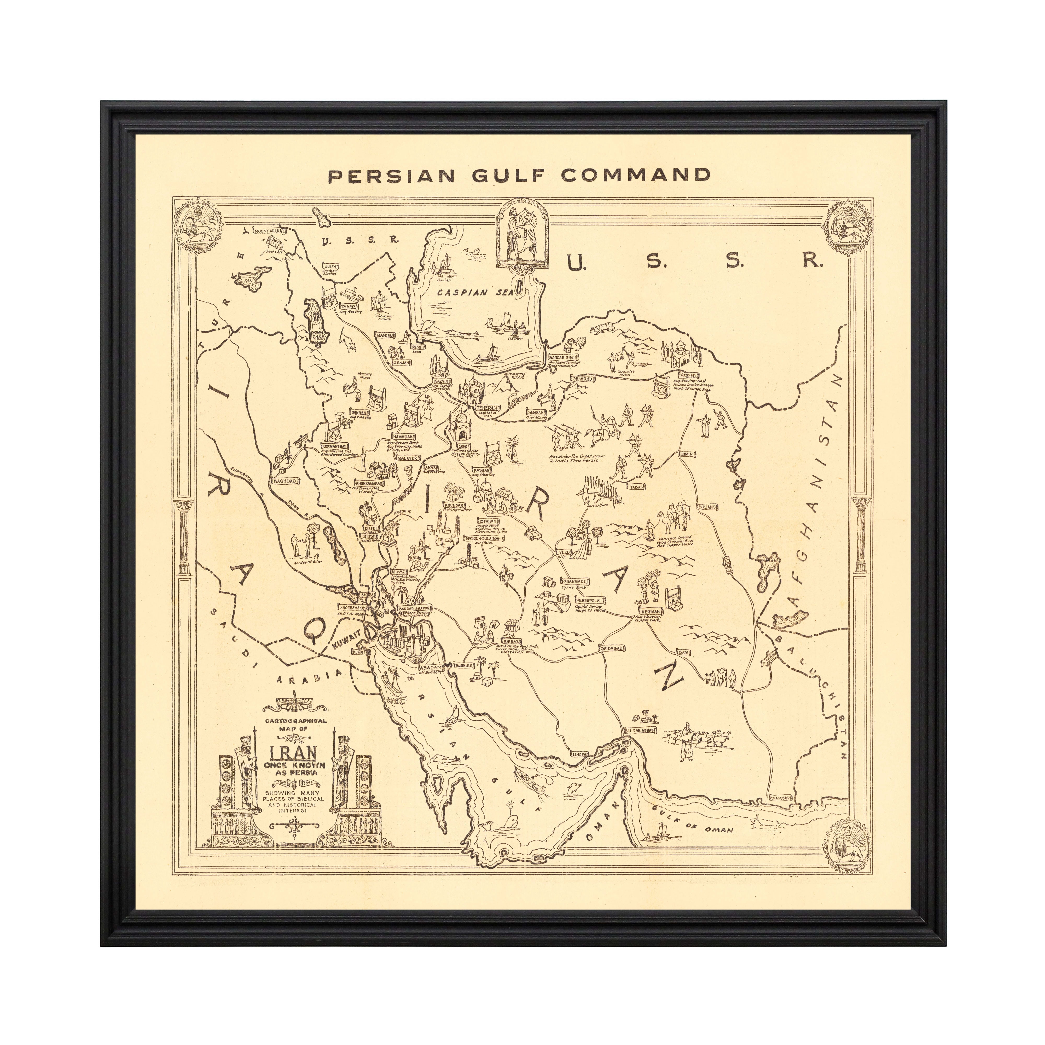 Iran Map, 1944 Vintage Map of Iran History Wall Decor Gift, Old Iran ...
