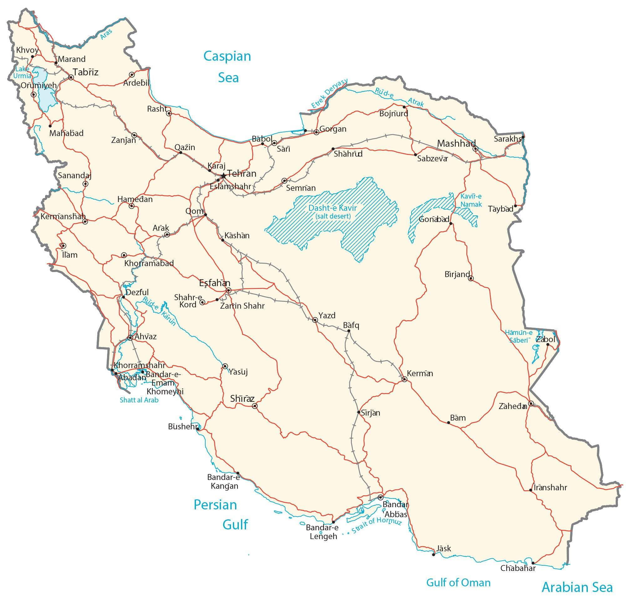 Iran Road Map GLOSSY POSTER PICTURE PHOTO PRINT BANNER ...