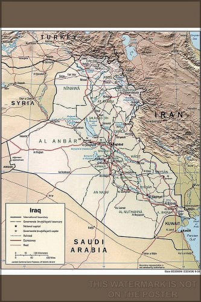 Iraq CIA Map - 24"x36" Poster - Walmart.com