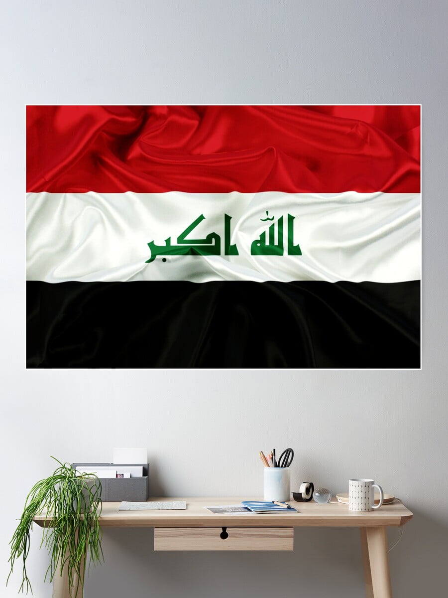 Iraq Flag Realistic Poster Wall Art, Modern Wall Decor For Living Room ...