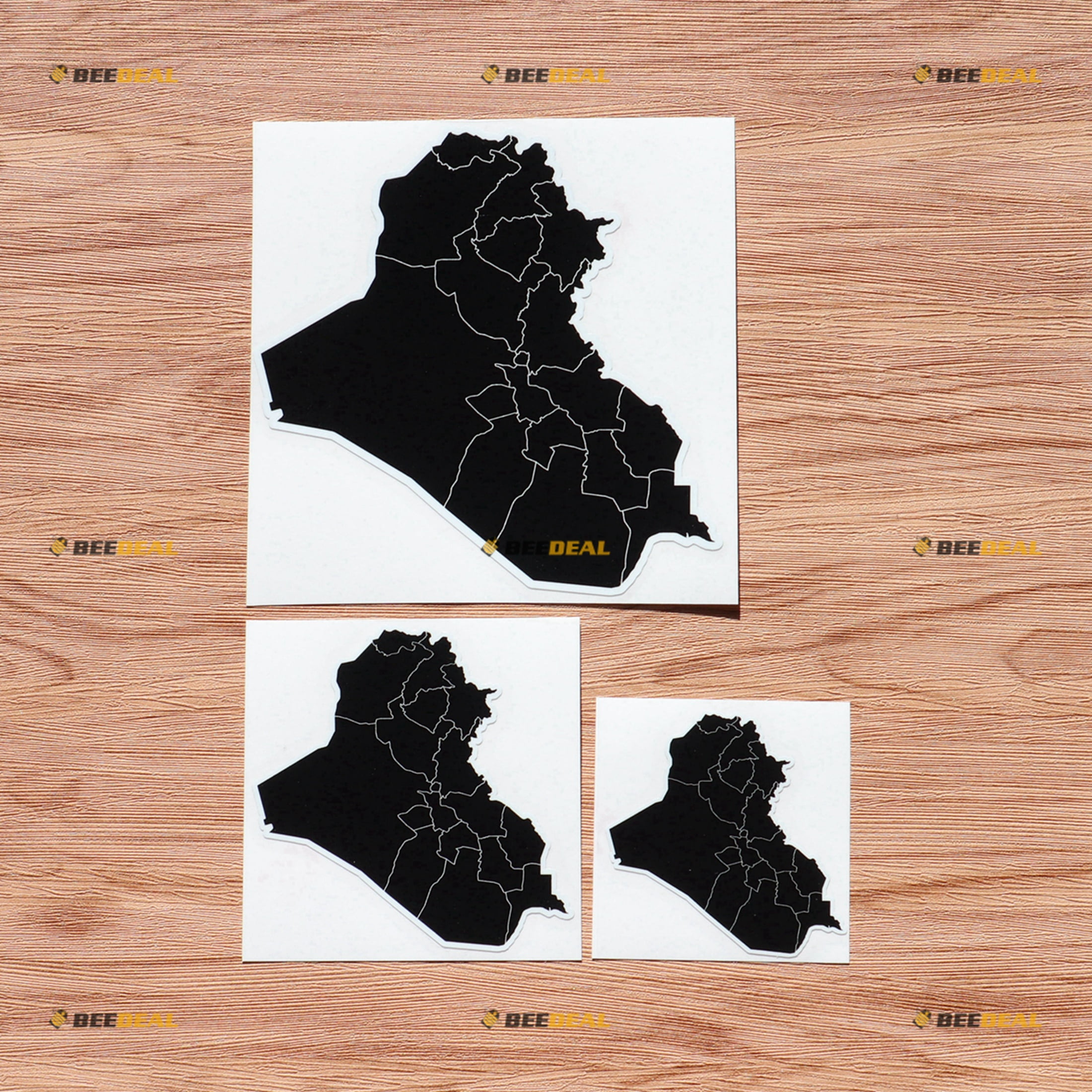 Iraq Iraqi Map Outline Vinyl Decal Sticker - 3 Pack Black Glossy, 3 ...