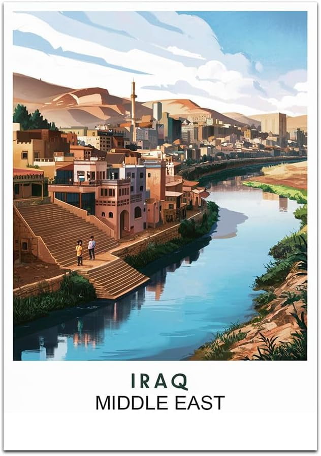 Iraq Map Retro Style Travel Canvas, Iraq Map Vintage Rustic Canvas ...