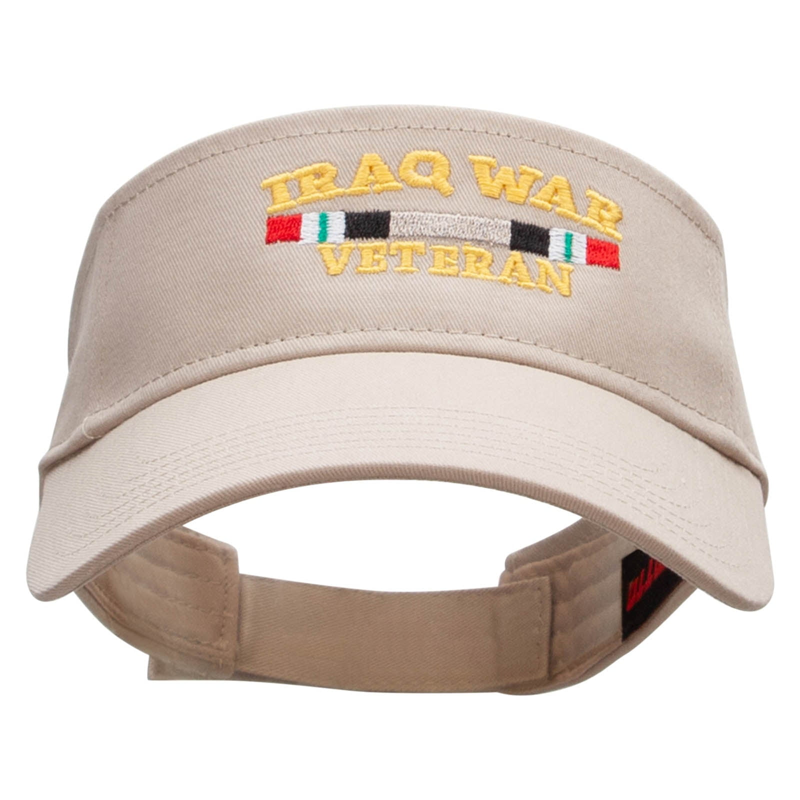 Iraq Vet Ribbon Embroidered Cotton Twill Sun Visor - Khaki OSFM ...