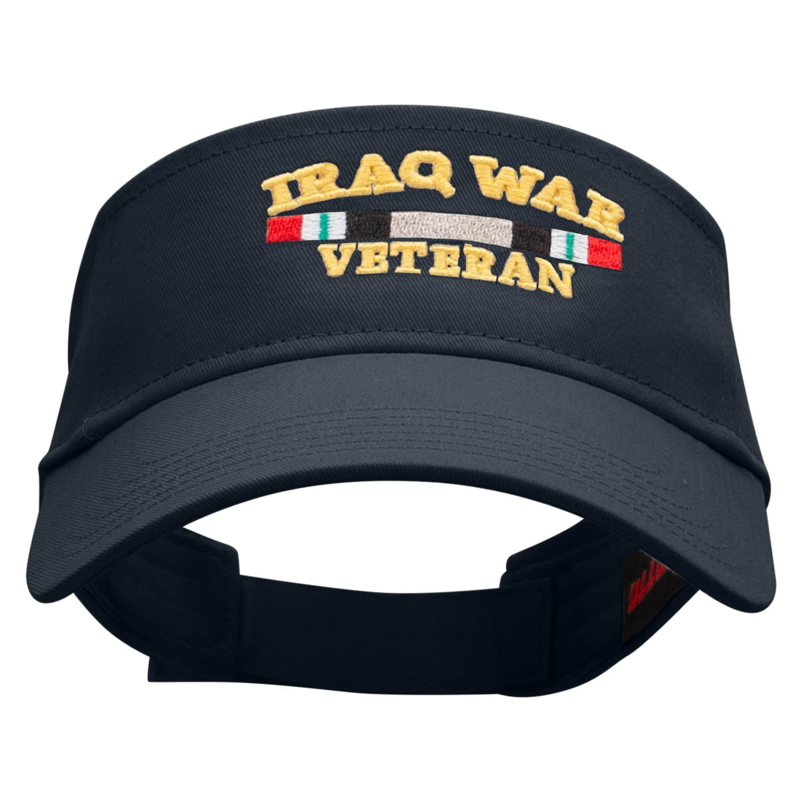 Iraq Vet Ribbon Embroidered Cotton Twill Sun Visor - Navy OSFM ...