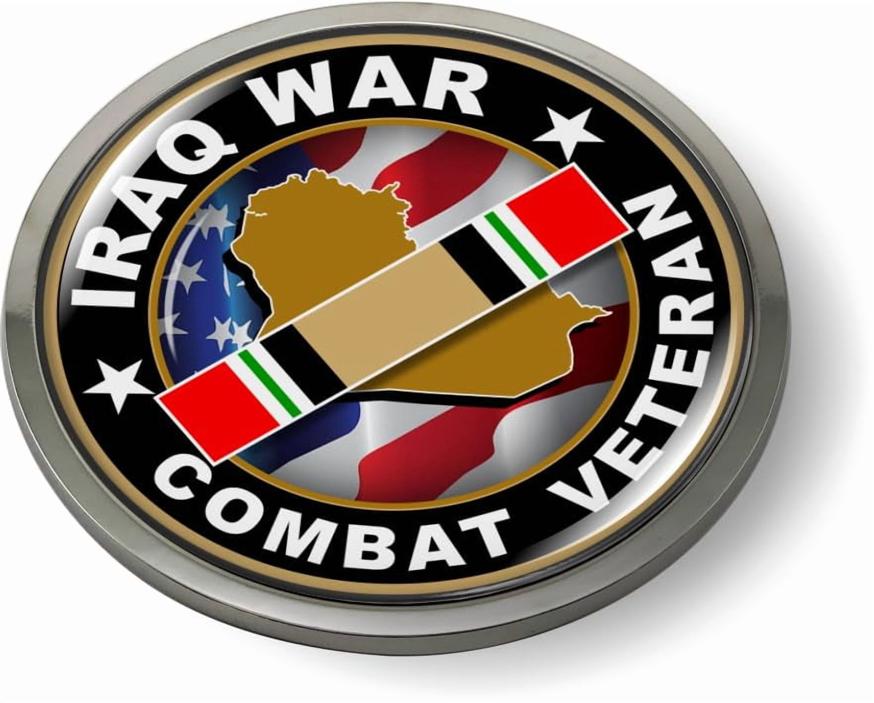 Iraq War Combat Veteran 3D Domed CAR Emblem Badge Sticker Round Chrome ...