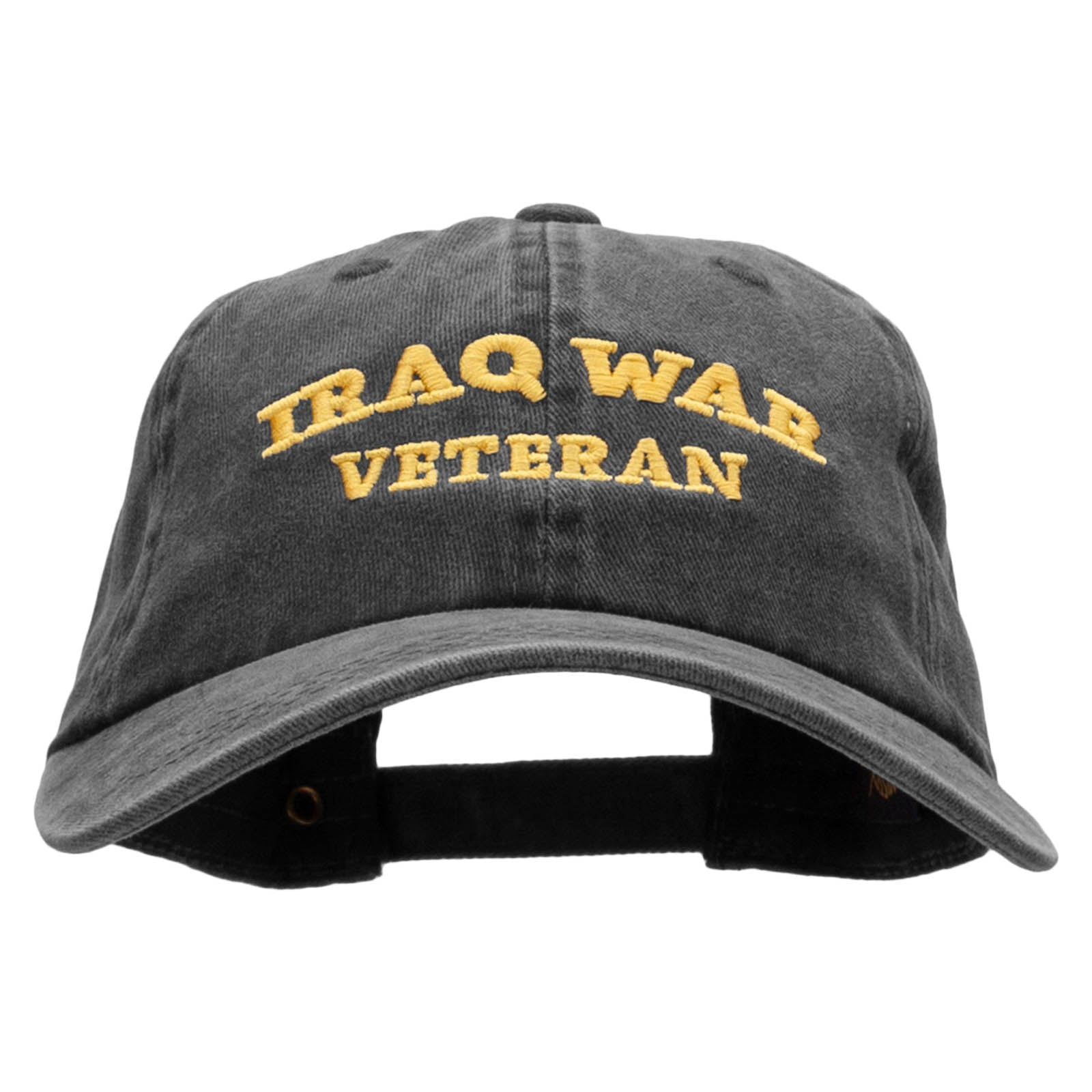 Iraq War Veteran Embroidered Washed Cotton Brass Buckle Cap - Black ...
