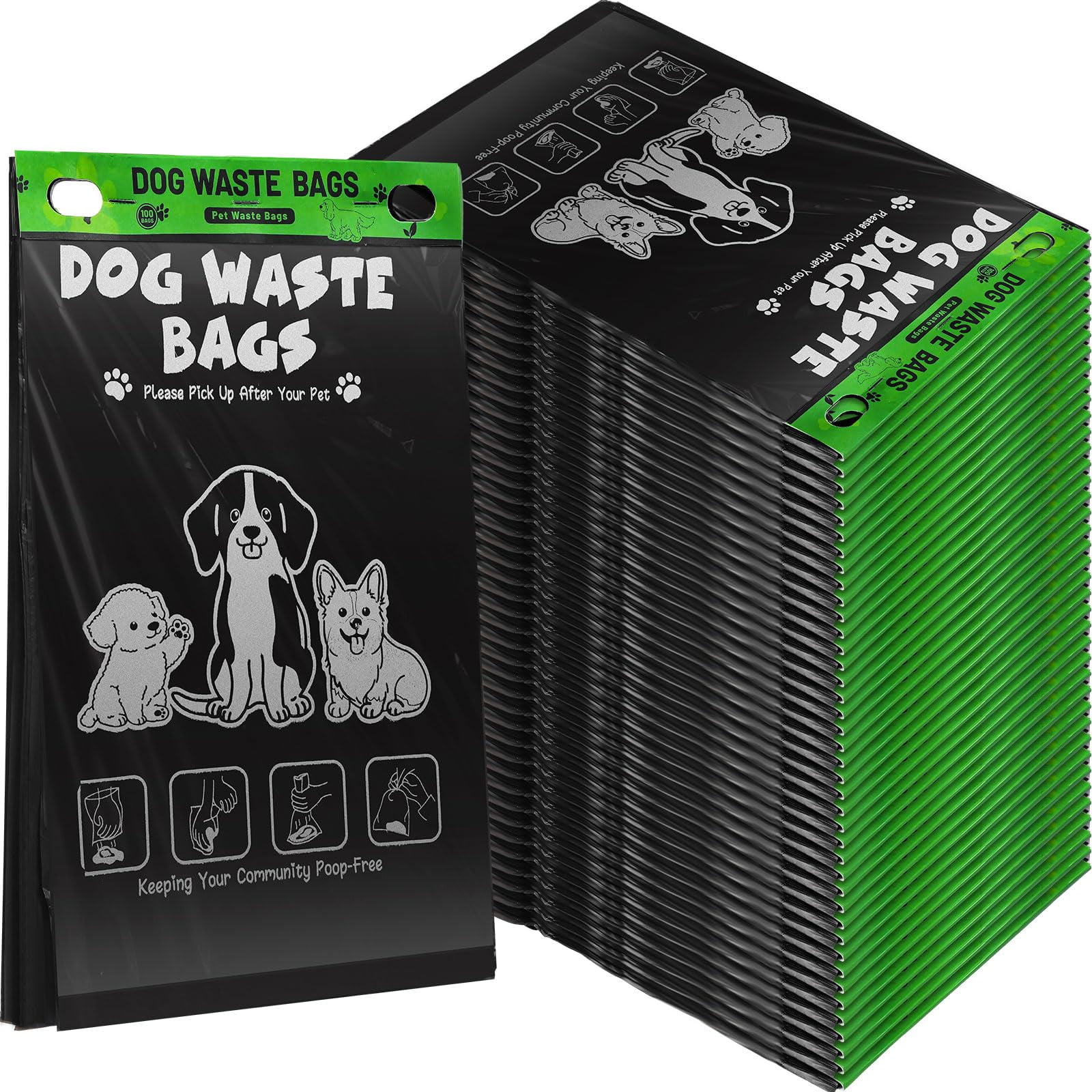 Ireer 20 Count 2000 Pcs Header Bag Bulk Cute Dog Pet Waste Bags Bulk ...