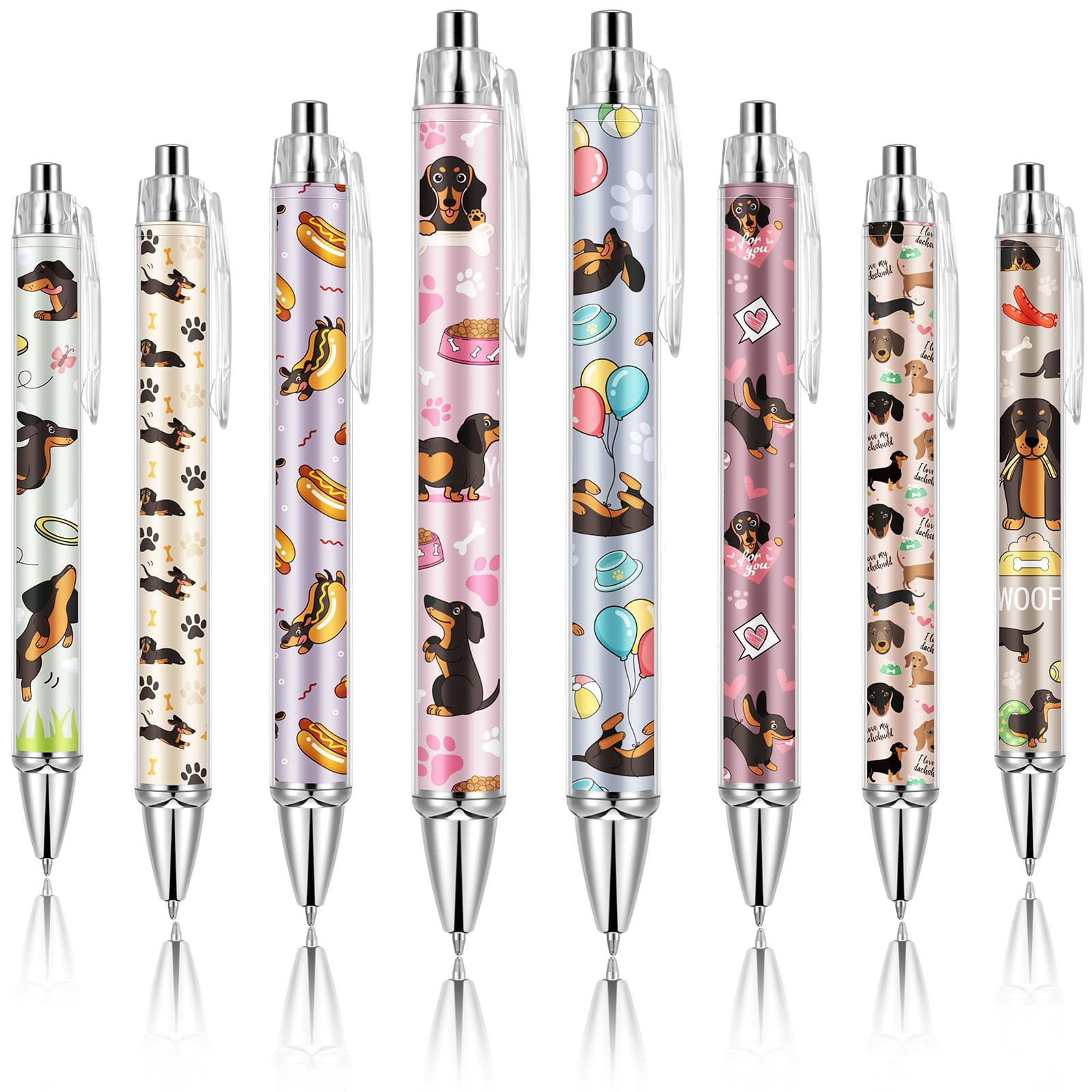 Ireer 8 Pcs Ballpoint Pens for Women 1.00 mm Cute Writing Pens Black ...